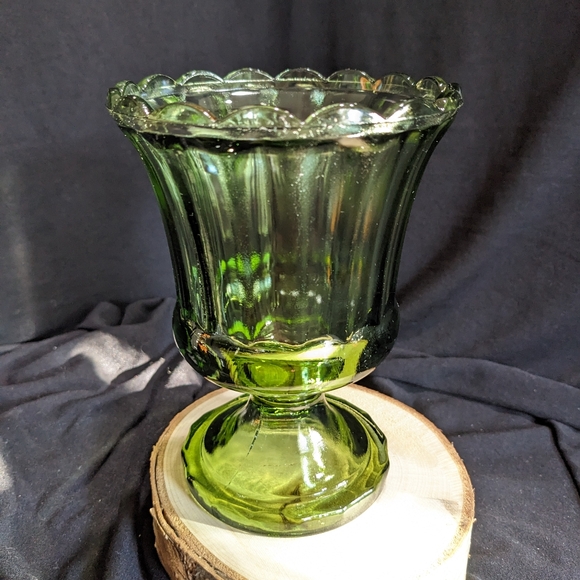 Accents | Vintage Green Glass Flower Vaseplanter By Hazelatlas With A ...